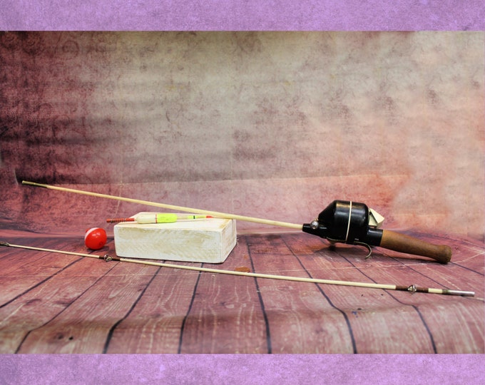 ZEBCO Model 77 Push Button Rod/reel Wood \handle, 2 Piece Rod, Rare ...