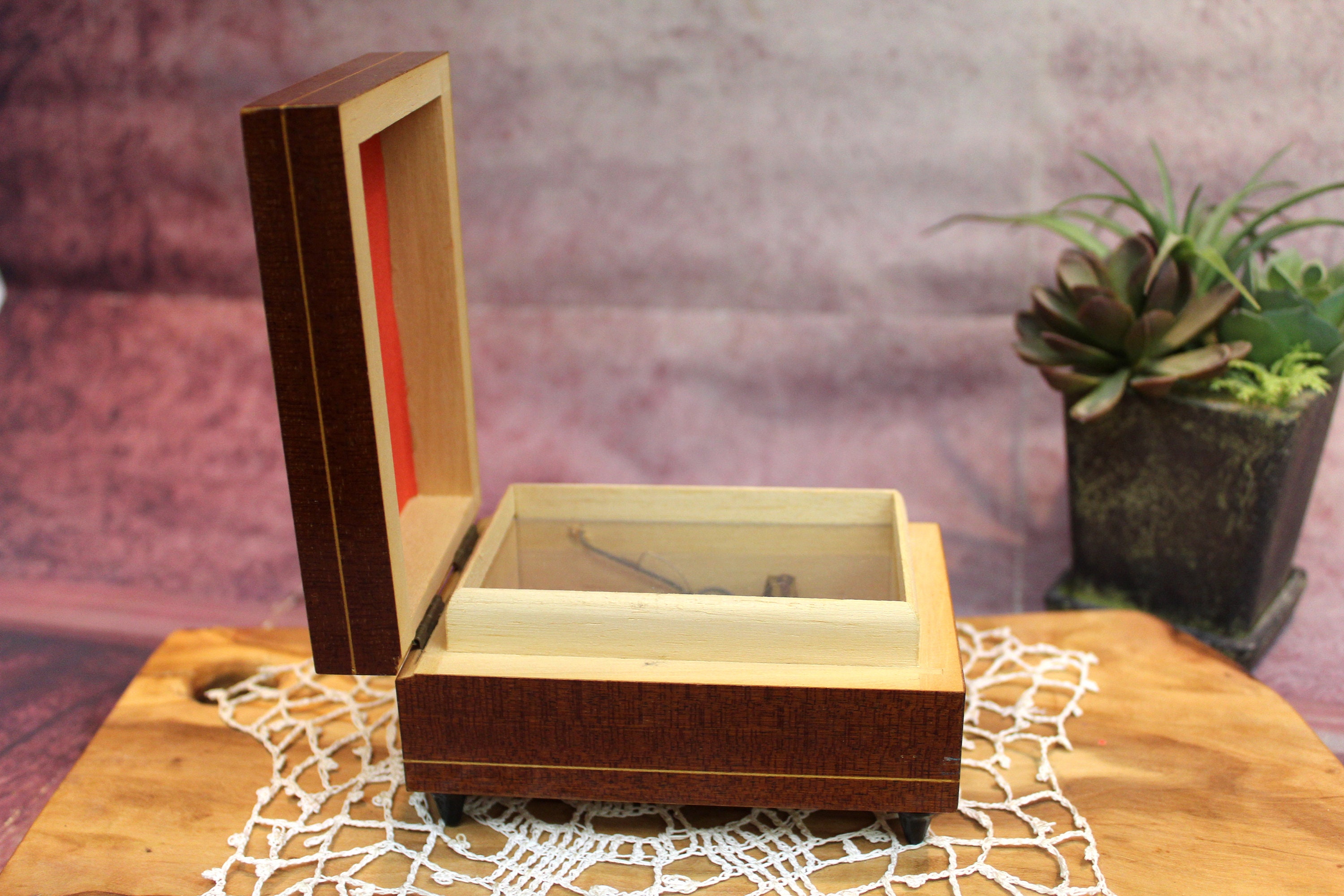 Vintage inlayed Wood Music Box 4.5' Made in Italy | Etsy