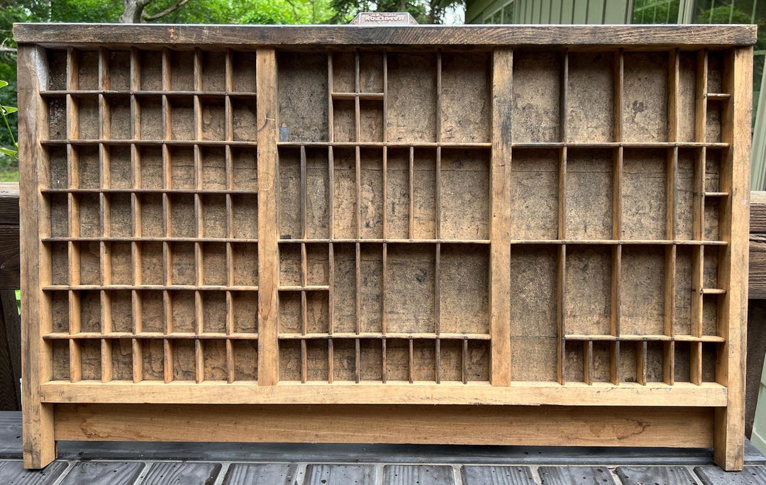 Antique, Wood Printers Box, Type Set Drawer, Tray, Shadow Box, Display ...