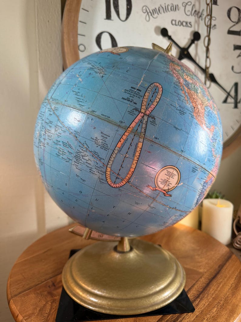 Vintage, 12 Inch, Crams, World Globe, Blue Features, Raised Relief Map ...