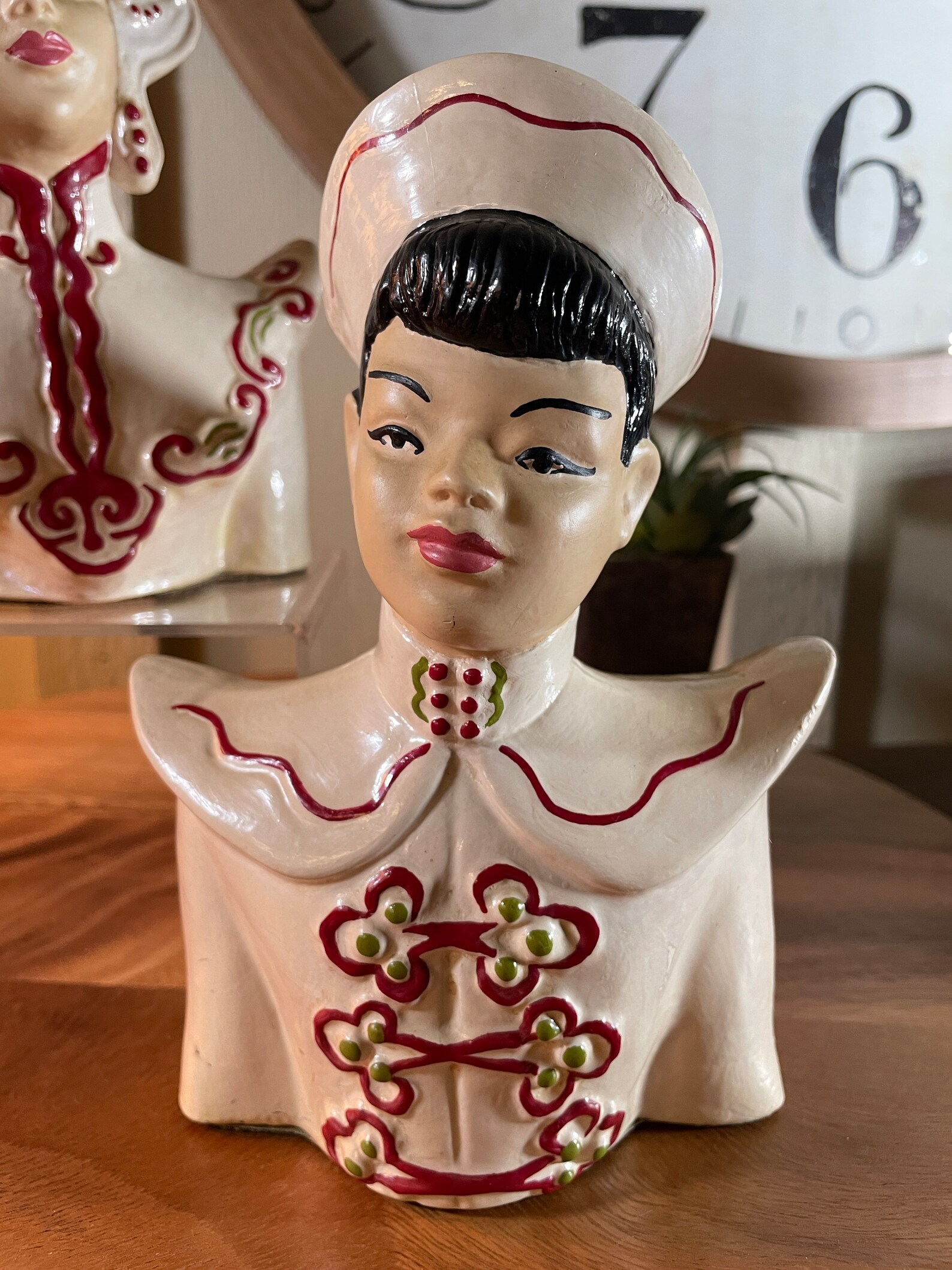 Vintage Asian Couple Busts Japanese Ornate Plaster 8 Inch - Etsy