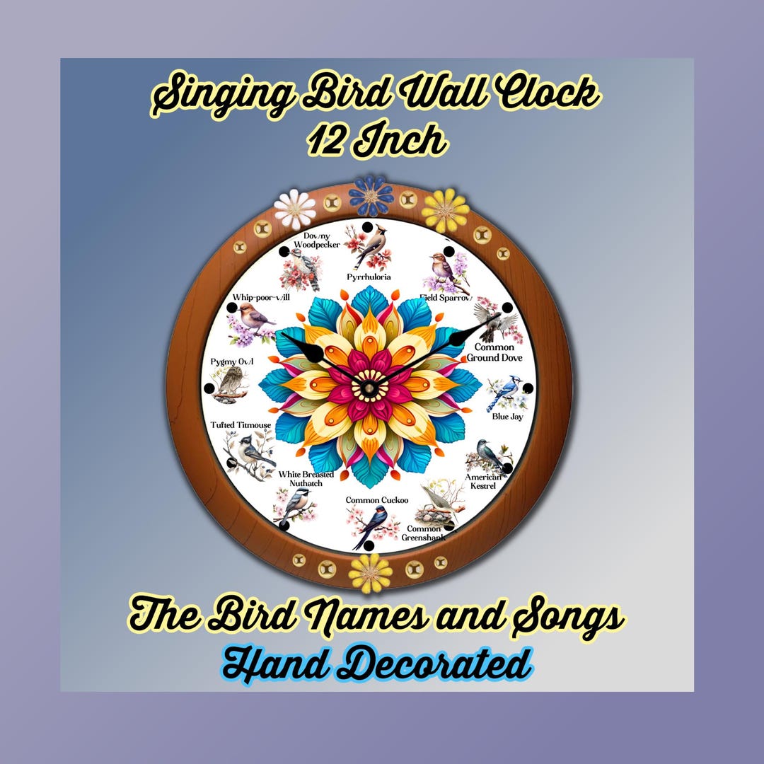 Bird Song Wall Clock, Song Birds, Custom Made, Hand Decorated ...