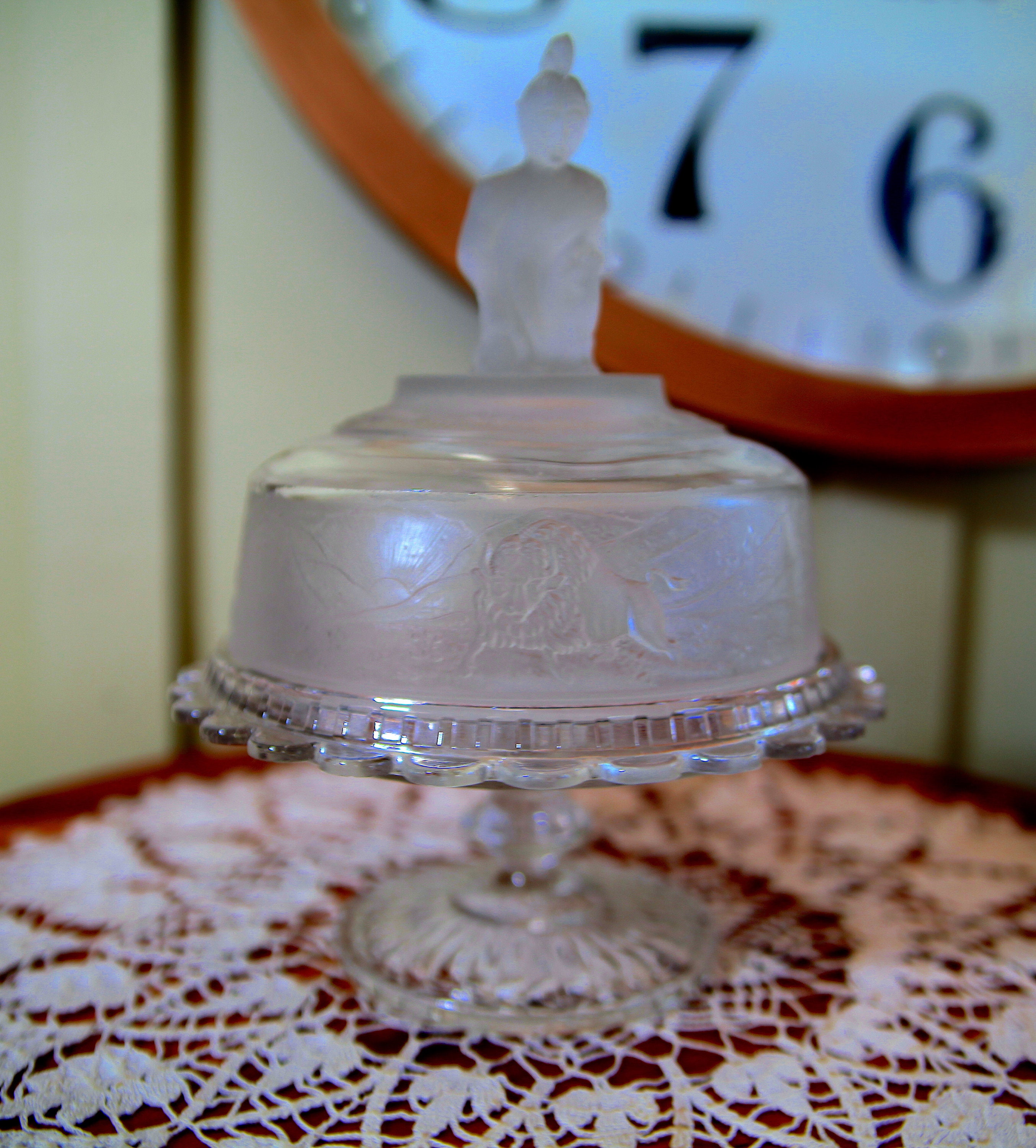 EAPG Gillinder Westward Ho Pioneer Indian Frosted Glass Lidded - Etsy