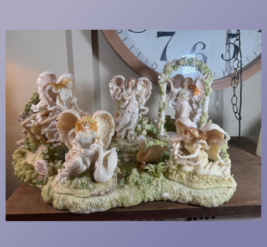 Seraphim Classics Angels, “heavenly Reflections”, Display Pond, #81476, All 5 Figurines, 22 ...