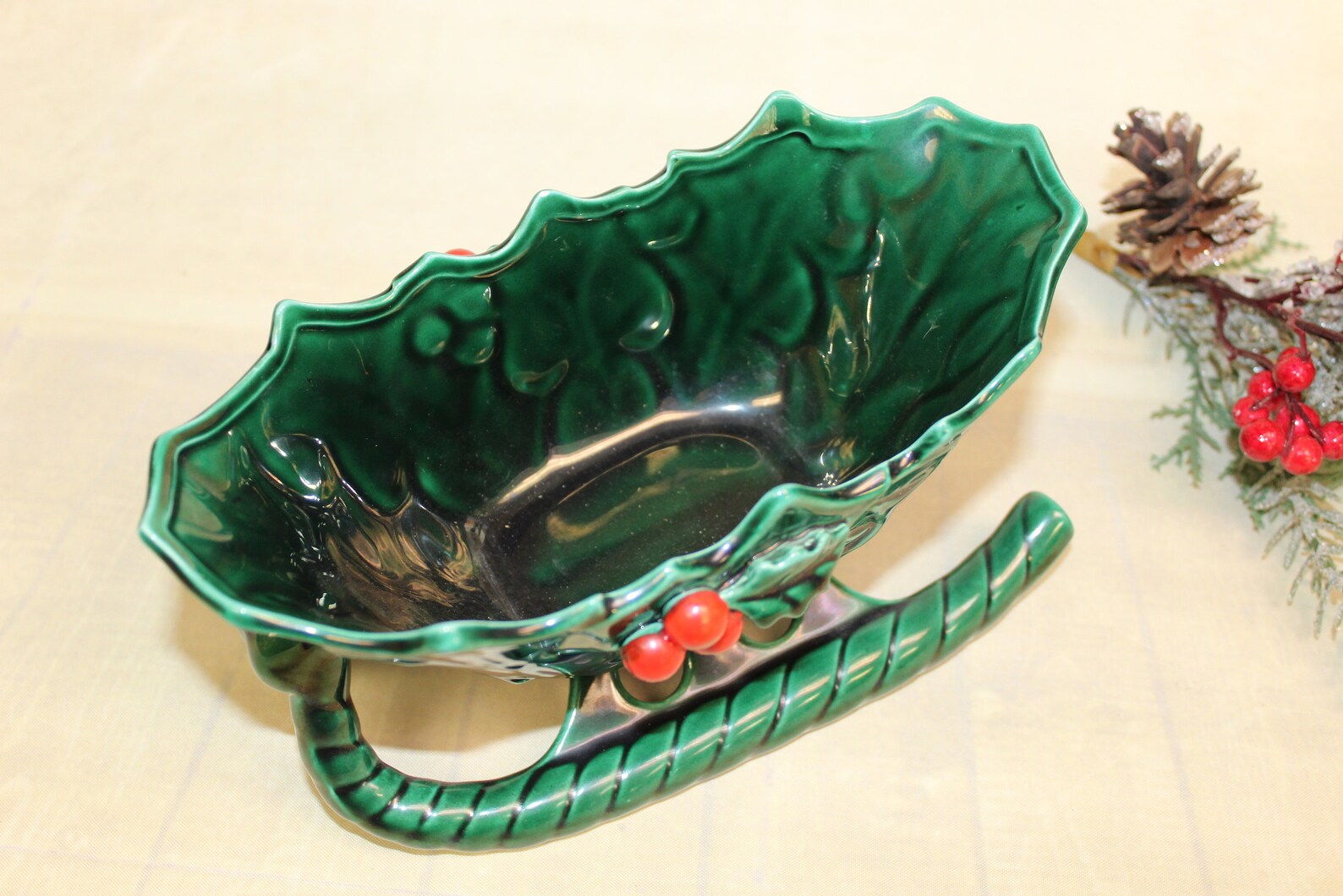 Vintage Lefton Green Ceramic Dish Holly and Berries | Etsy Vintage Lefton Green Ceramic Dish Holly and Berries | Etsy