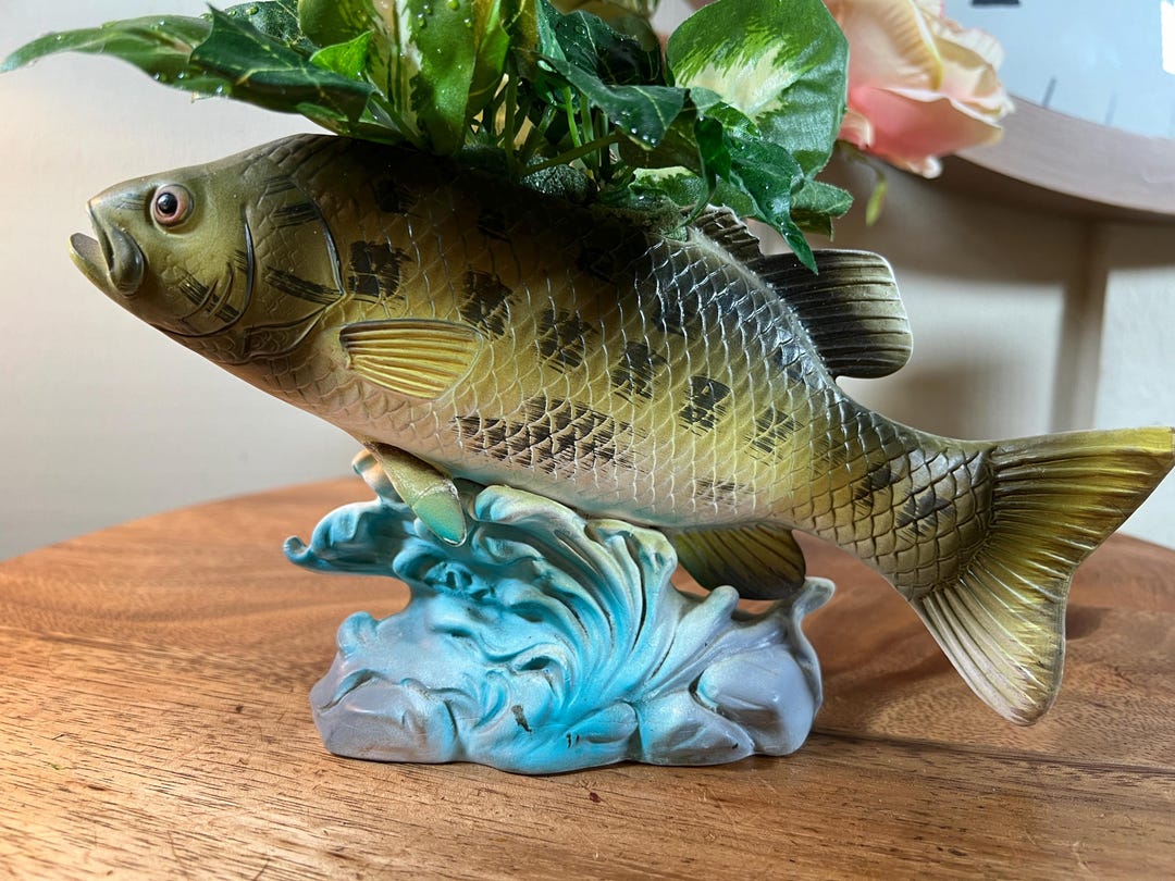 Vintage, Napco, Fish Planter, Small Mouth Bass, Ceramic, 9", 1962 B116 ...