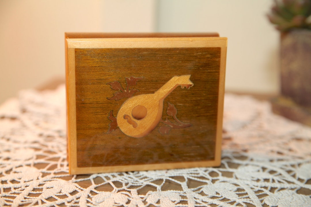 Vintage Wood Inlayed Cello Made in Italy, Wind Up, Music Box, 4", 1970 ...