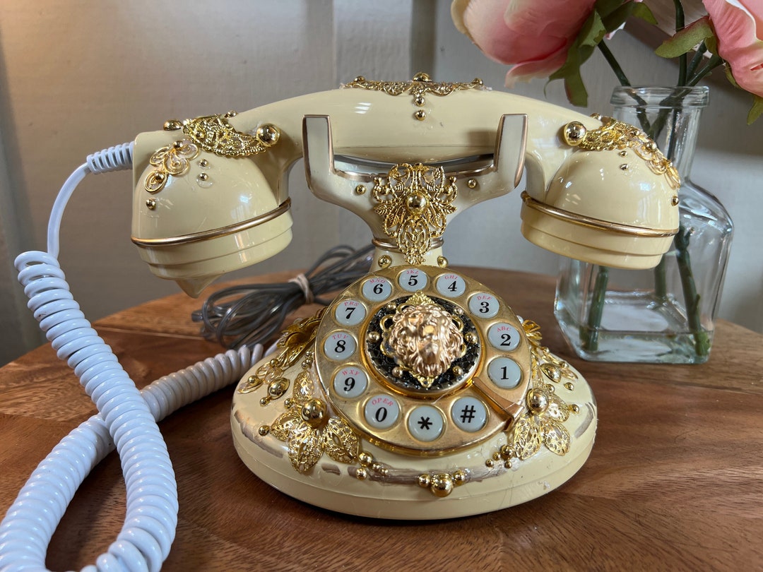 Vintage, French, Embellished, Art Deco, Cradle Style, Push Button Dial ...