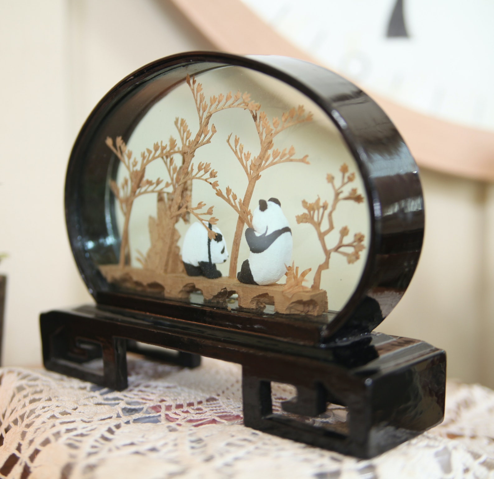 Vintage Chinese Cork Carving Diorama With Panda Bears - Etsy