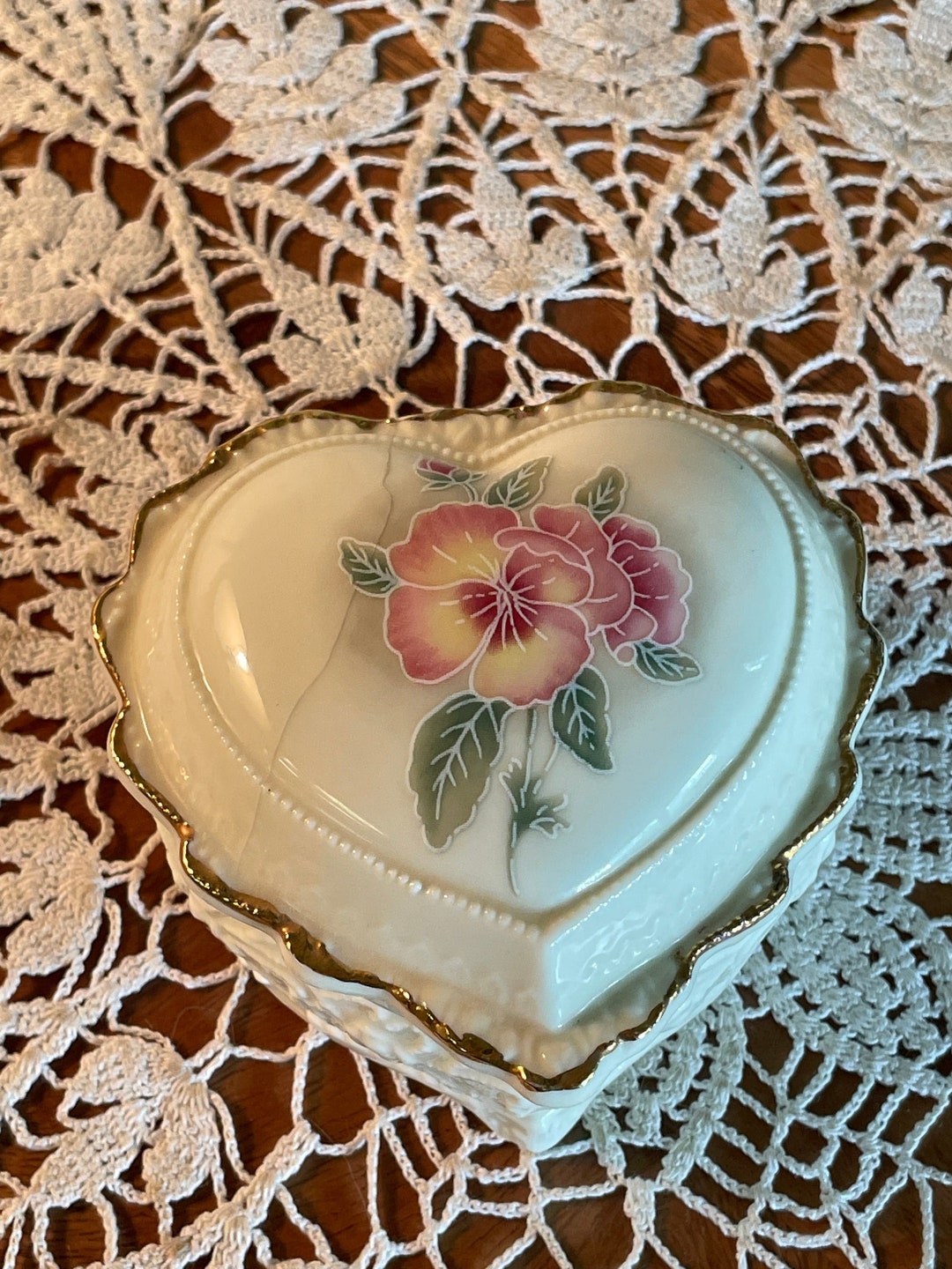 Pink Heart Shape, Rose, Music Box, Heritage House, Trinket Box ...