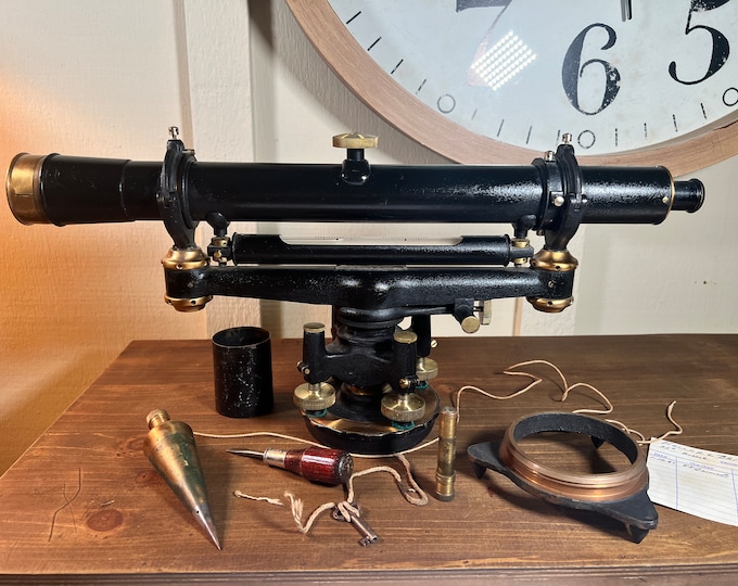 Antique Surveyors Transit Level, in Wood Box, Heller & Brightly, Brass ...