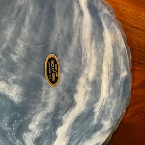 Vintage, Incolay, Stone, Blue, Round, Plate, Dish, Tray, With Grapes ...