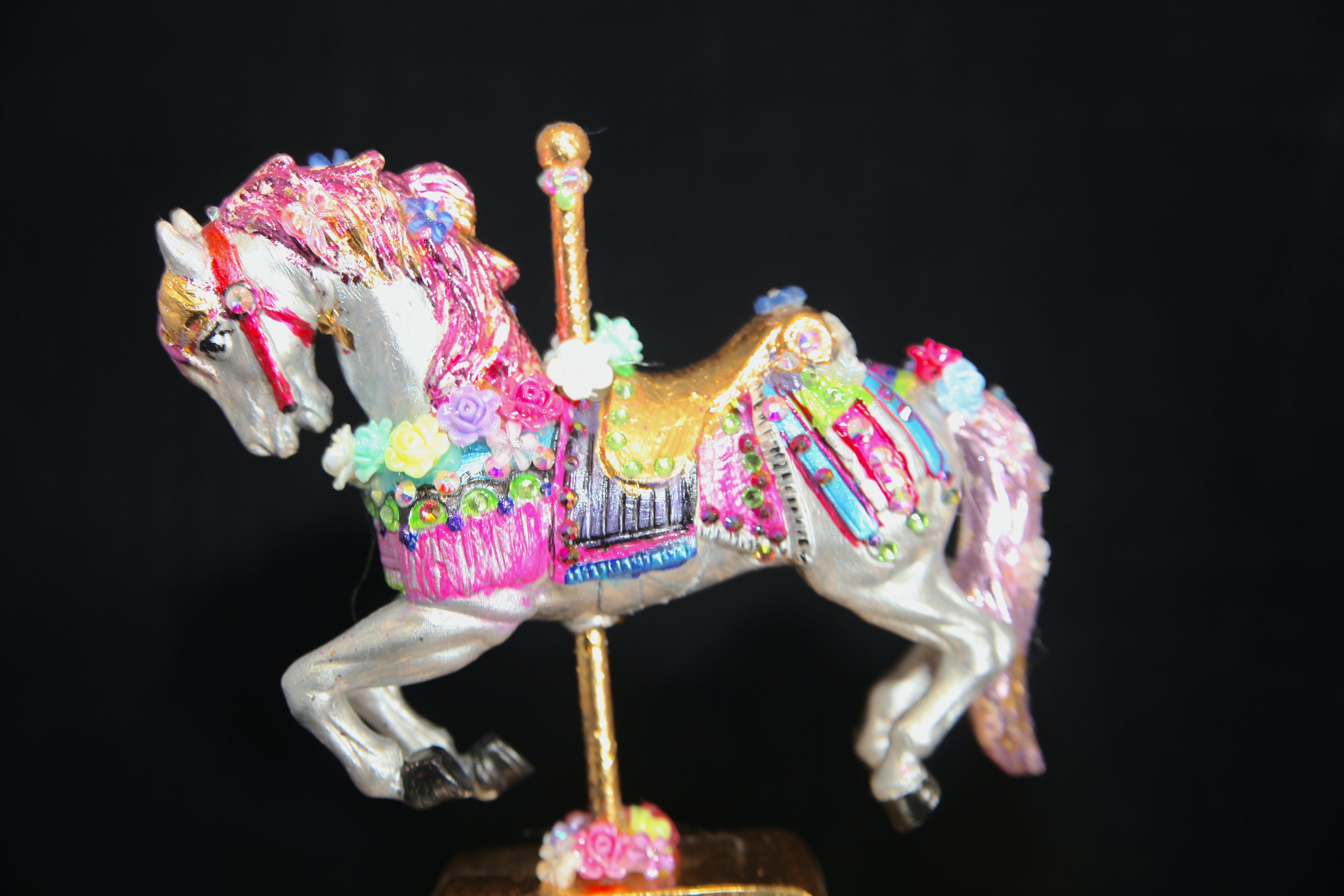 Musical Carousel Horse Rocking Hand Painted Jeweled | Etsy