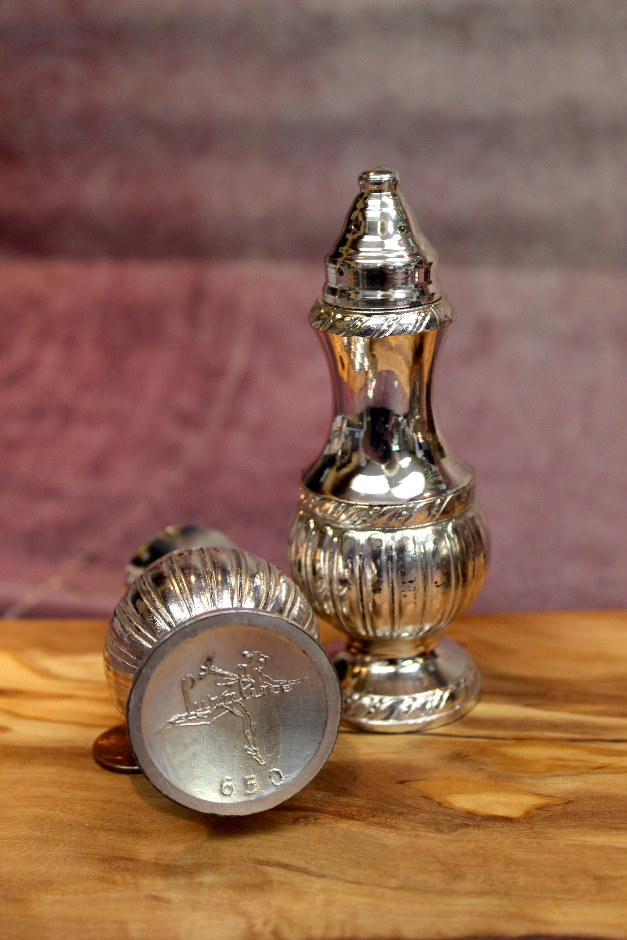 Vintage 2 Pair Set of Silver Plate Salt & Pepper Shakers, Luraline 4.5 ...