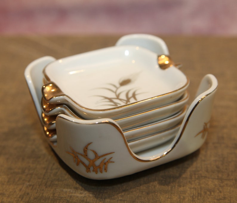 Lefton Personal Ashtray Gold Wheat Hostess 40124 Japan Set | Etsy