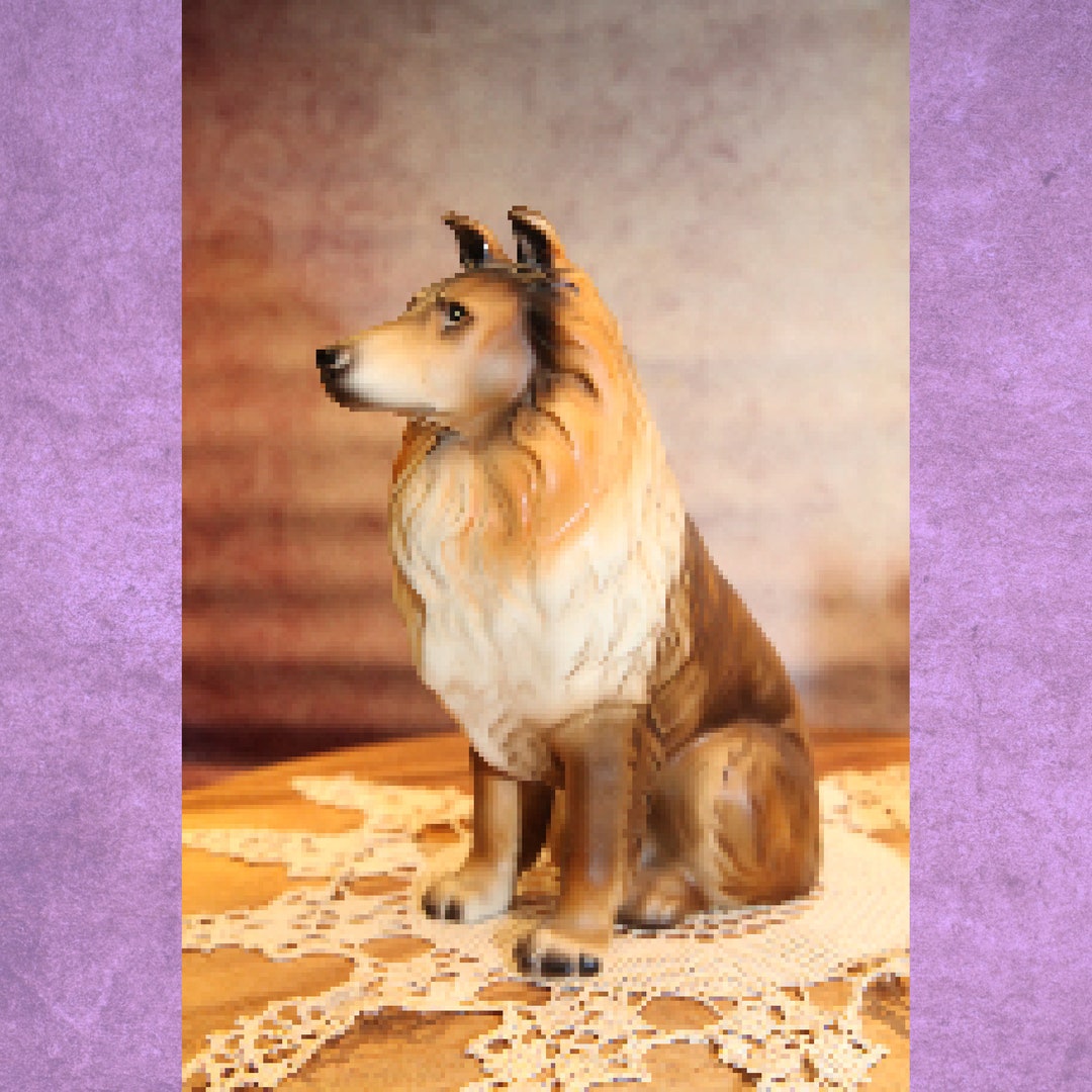 Vintage NORCREST Porcelain Bisque Collie, Border Collie, Figurine ...