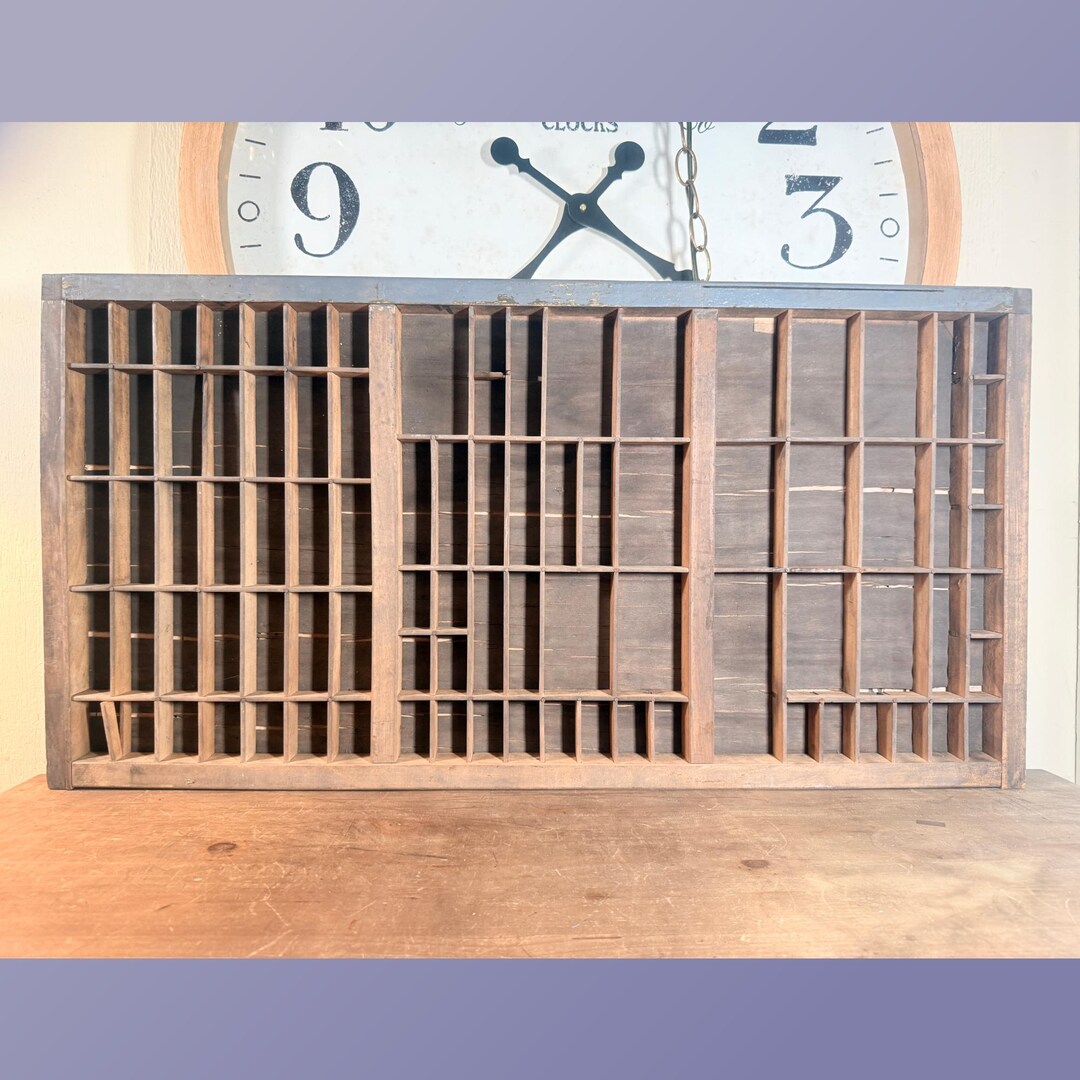Antique, Wood Printers Box, Type Set Drawer, Tray, Shadow Box, Display ...
