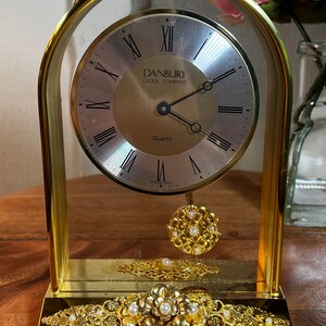 Vintage, Danbury Company, Pendulum Desk Clock, Brass, Quartz. Mantle ...