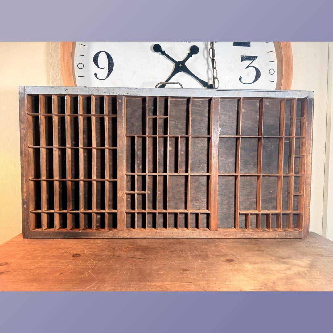 Antique, Wood Printers Box, Type Set Drawer, Tray, Shadow Box, Display ...