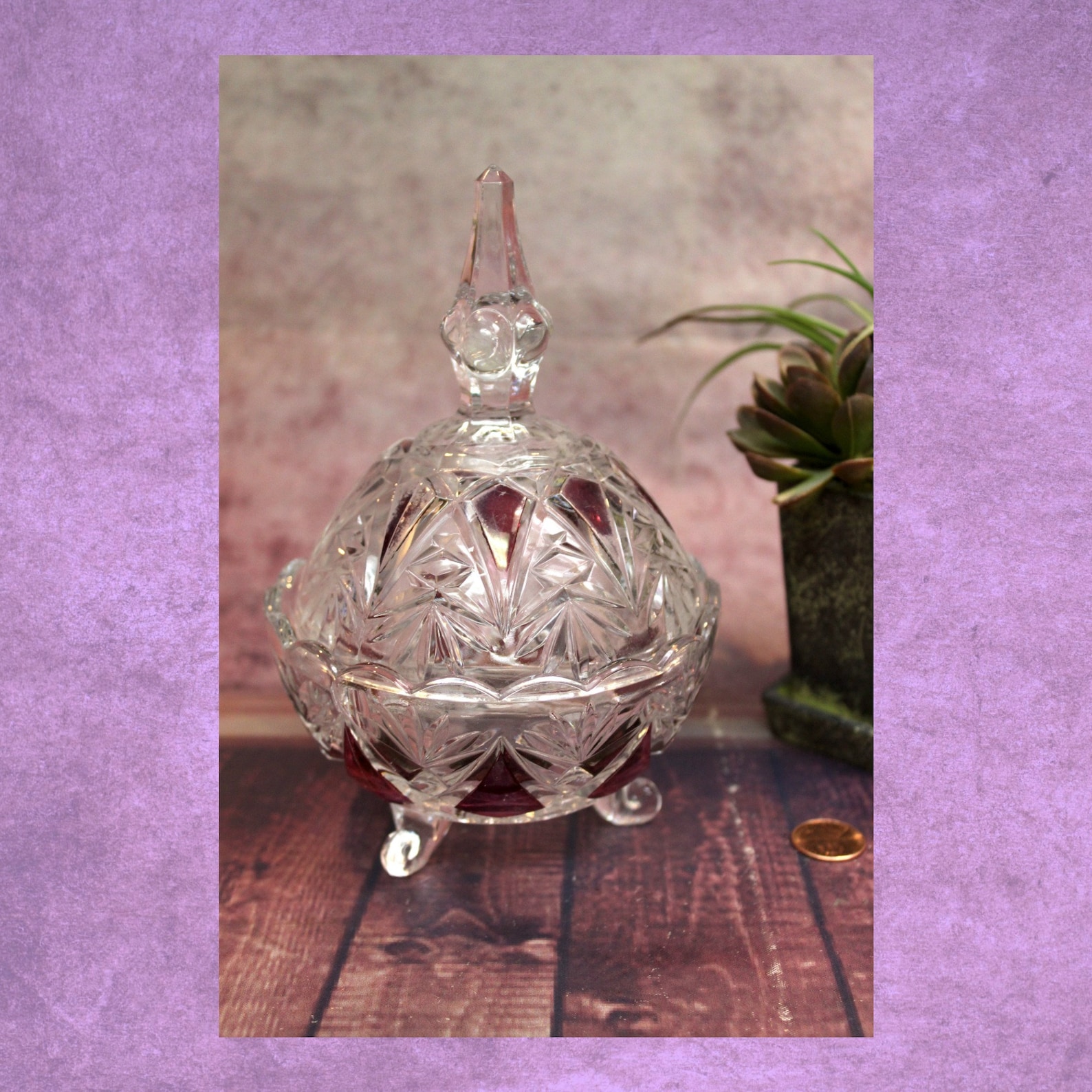 Vintage Crystal Ball Shape 3 Footed Covered Candy Dish - Etsy