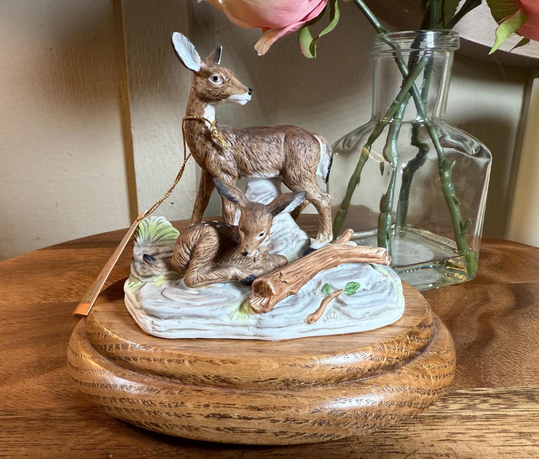 Lynn Chase, Deer, Mama and Baby, Music Box, Figurine, 6.5" - Porcelain ...