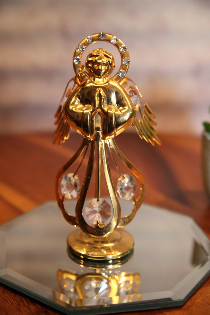 24K GOLD PLATED Genuine Austrian Crystal Millennium Angel Figurine ...