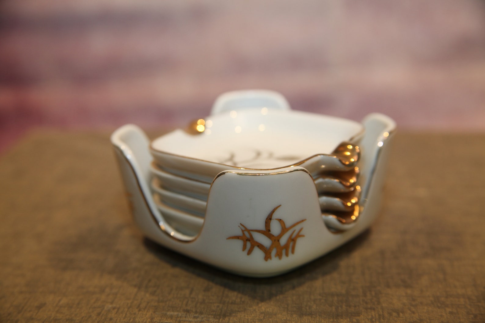 Lefton Personal Ashtray Gold Wheat Hostess 40124 Japan Set | Etsy