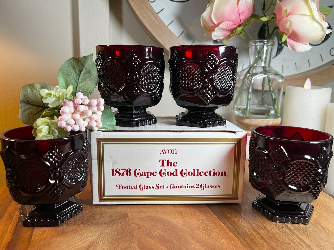 Vintage, Avon, the 1876 Cape Cod Collection, Set of 4 Footed Glass Set ...