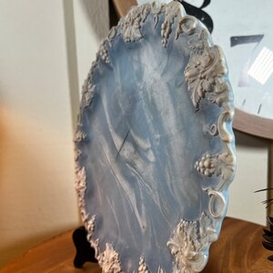Vintage, Incolay, Stone, Blue, Round, Plate, Dish, Tray, With Grapes ...
