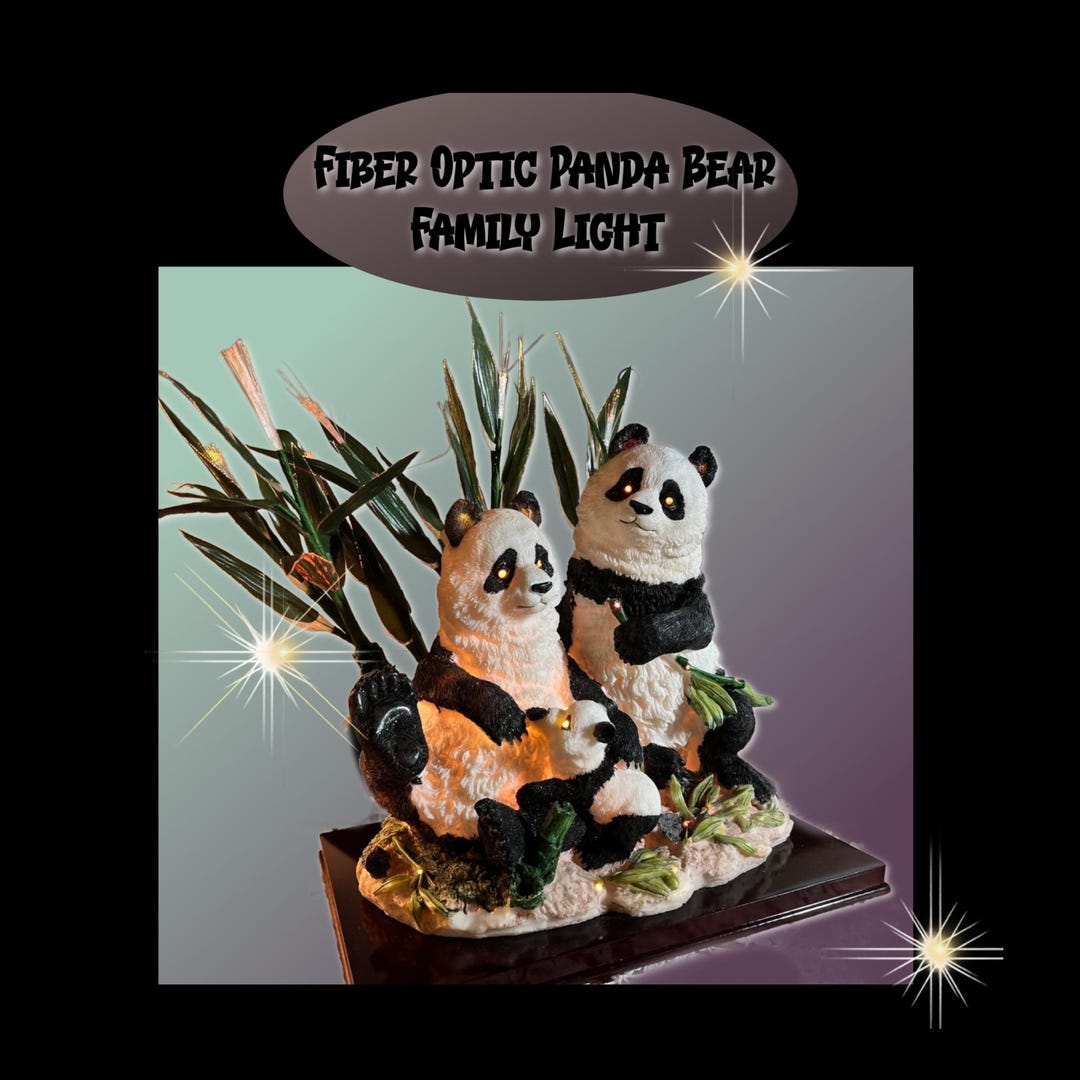 Vintage Fiber Optic Panda Bear Family Light, Color Changing, 1980's, 12 ...