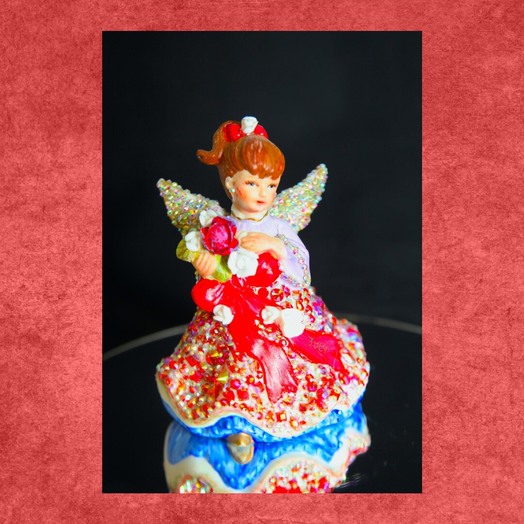 Vintage Lefton July Birthday Angel, Fairy Girl, Porcelain, Rhinestones ...