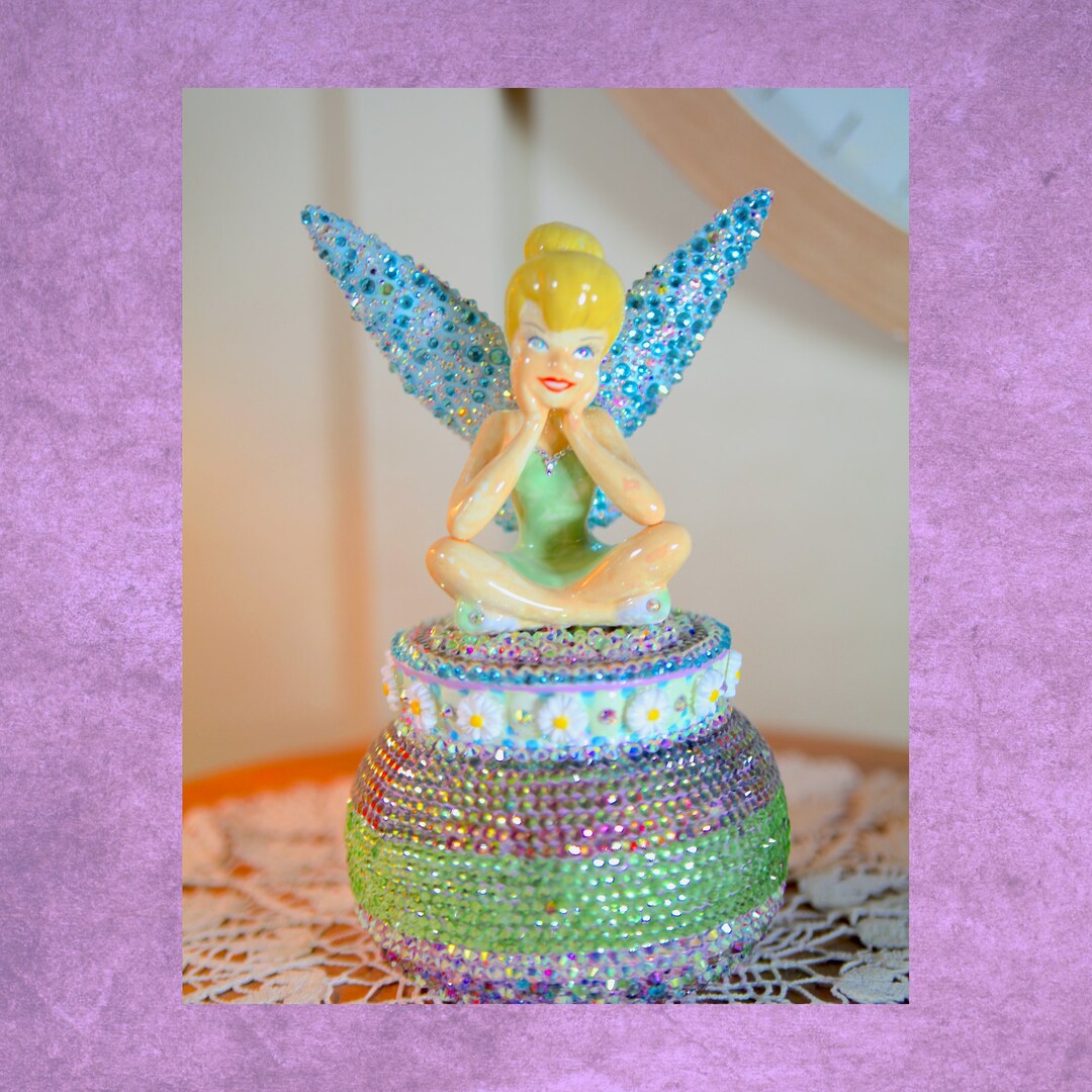 Tinkerbell Bank, Disney, Hand Decorated Covered in Rhinestones, Jeweled ...
