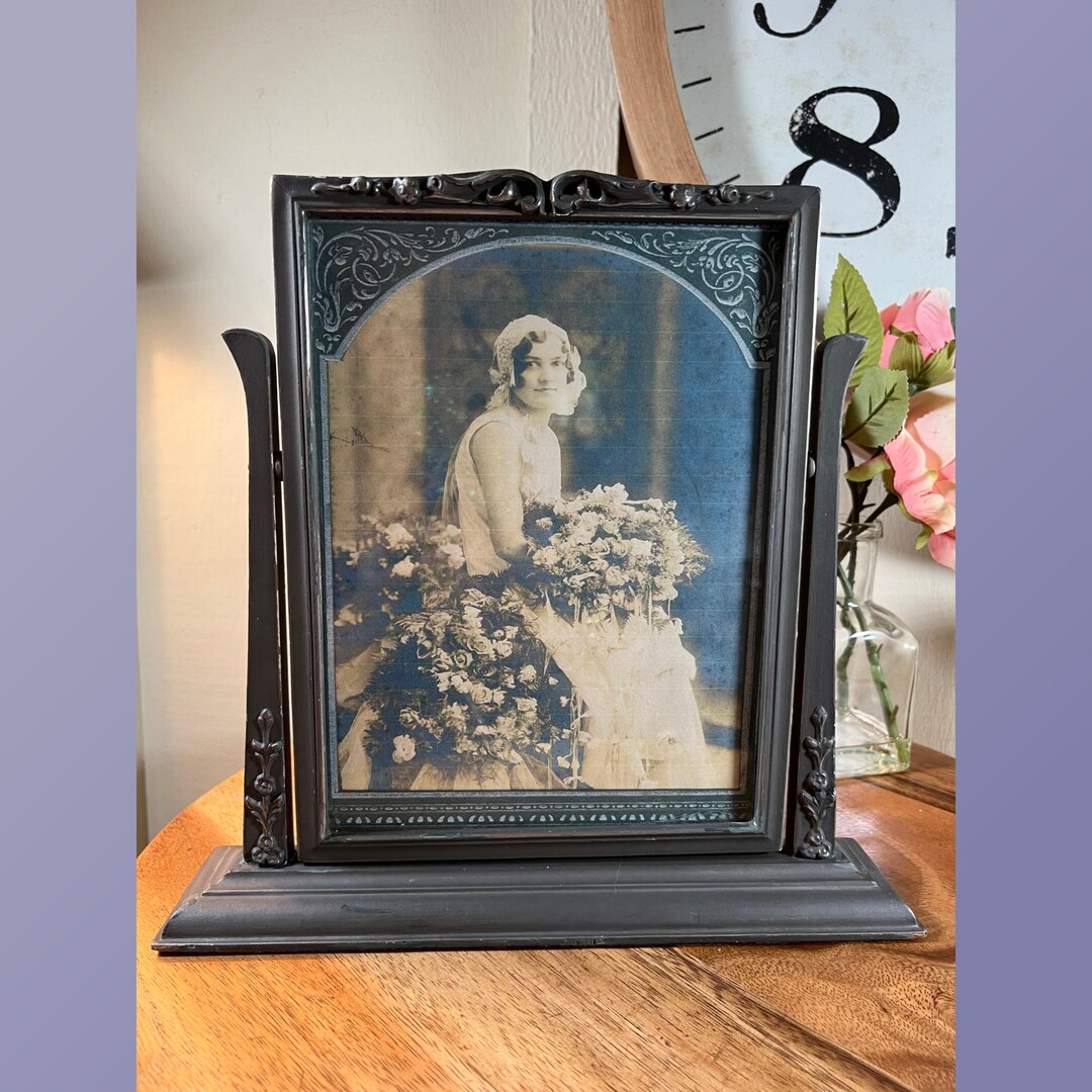 Antique, Wood, Tilt, Rectangle, Grey/black, Measures, 12 X 12 X 2.5 ...