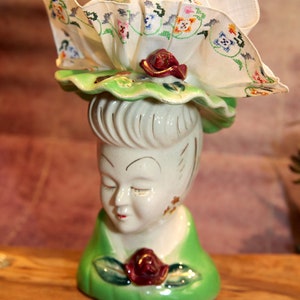 Vintage Ceramic Lady's Head Vase Planter 6.5' | Etsy