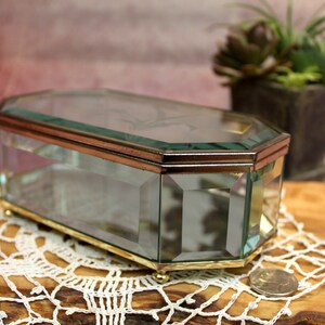 Vintage Glass Mirror Trinket Box, Keepsake Box, Etched Glass, 1980's, 6 ...