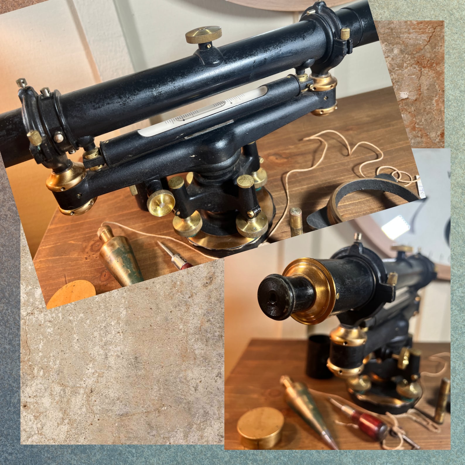 Antique Surveyors Transit Level, in Wood Box, Heller & Brightly, Brass ...