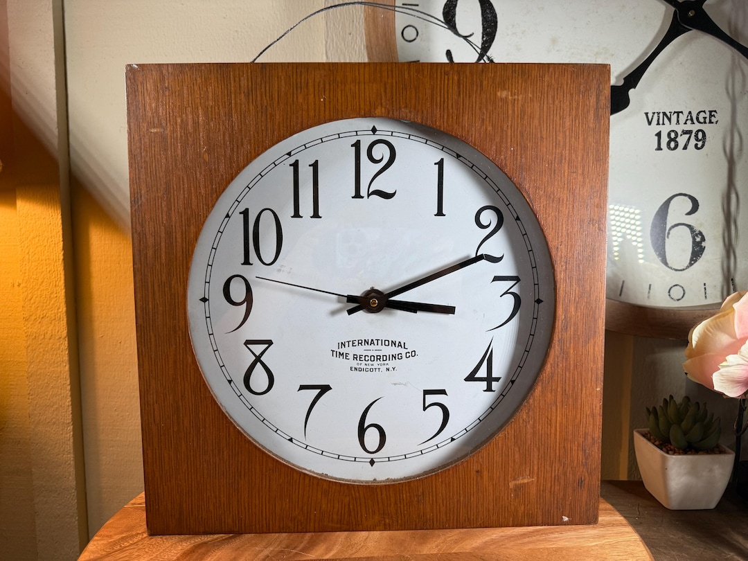 Antique, School House Clock, Wood, Wall Clock, Industrial ...