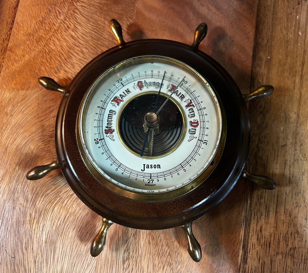 Vintage Barometer, Nautical, Ship, Wheel, German, Jason Brand, Weather ...