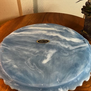 Vintage, Incolay, Stone, Blue, Round, Plate, Dish, Tray, With Grapes ...