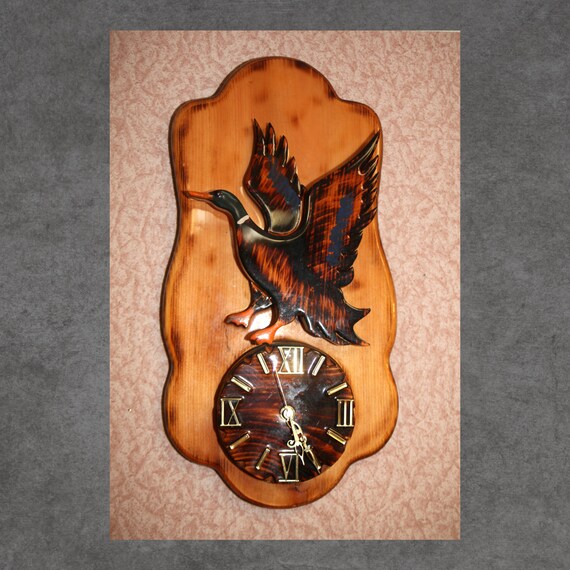 Vintage Mallard Duck Clock Wood Handmade Wall Hanging | Etsy