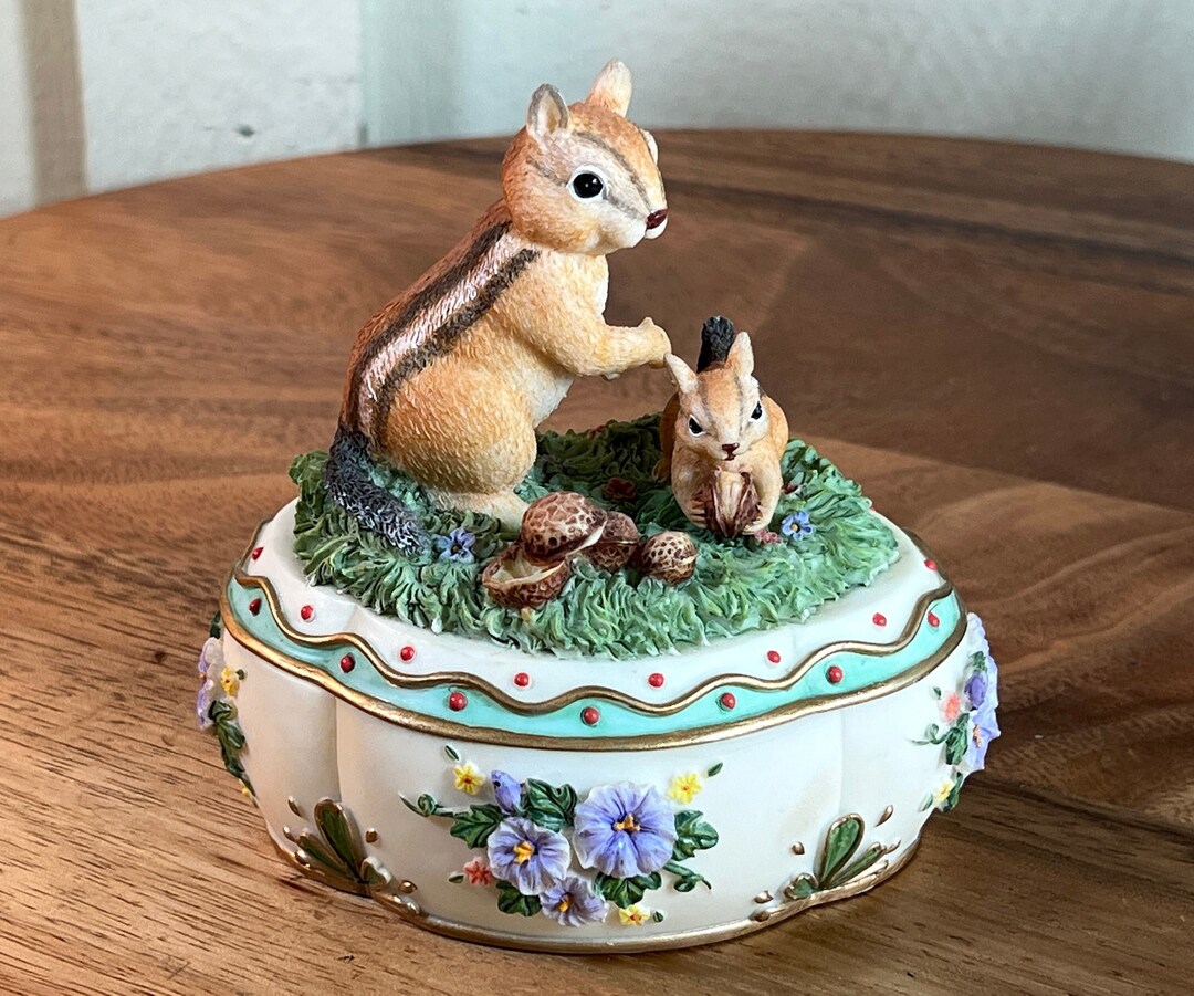Vintage, Chipmunk & Baby, Music Box, Trinket Box, Holsted House, Mother ...
