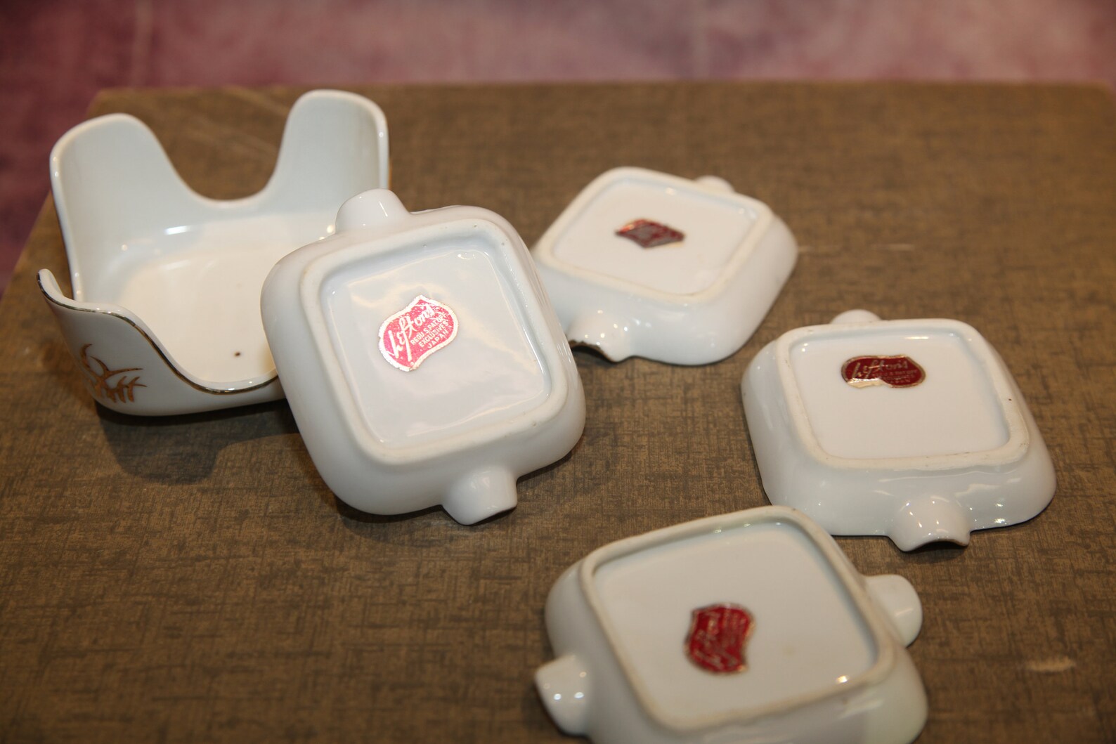 Lefton Personal Ashtray Gold Wheat Hostess 40124 Japan Set | Etsy