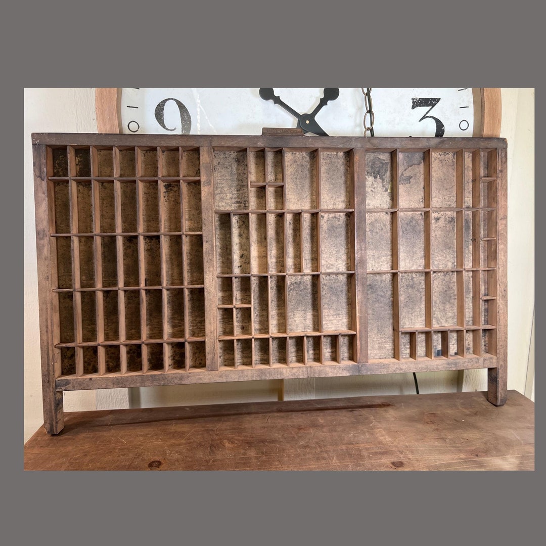 Antique, Wood Printers Box, Type Set Drawer, Tray, Shadow Box, Display ...
