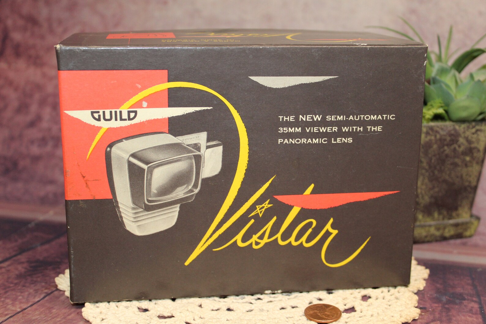 Vintage Slide Viewer Semi Automatic 35mm Viewer Panoramic Lens W/ Box ...