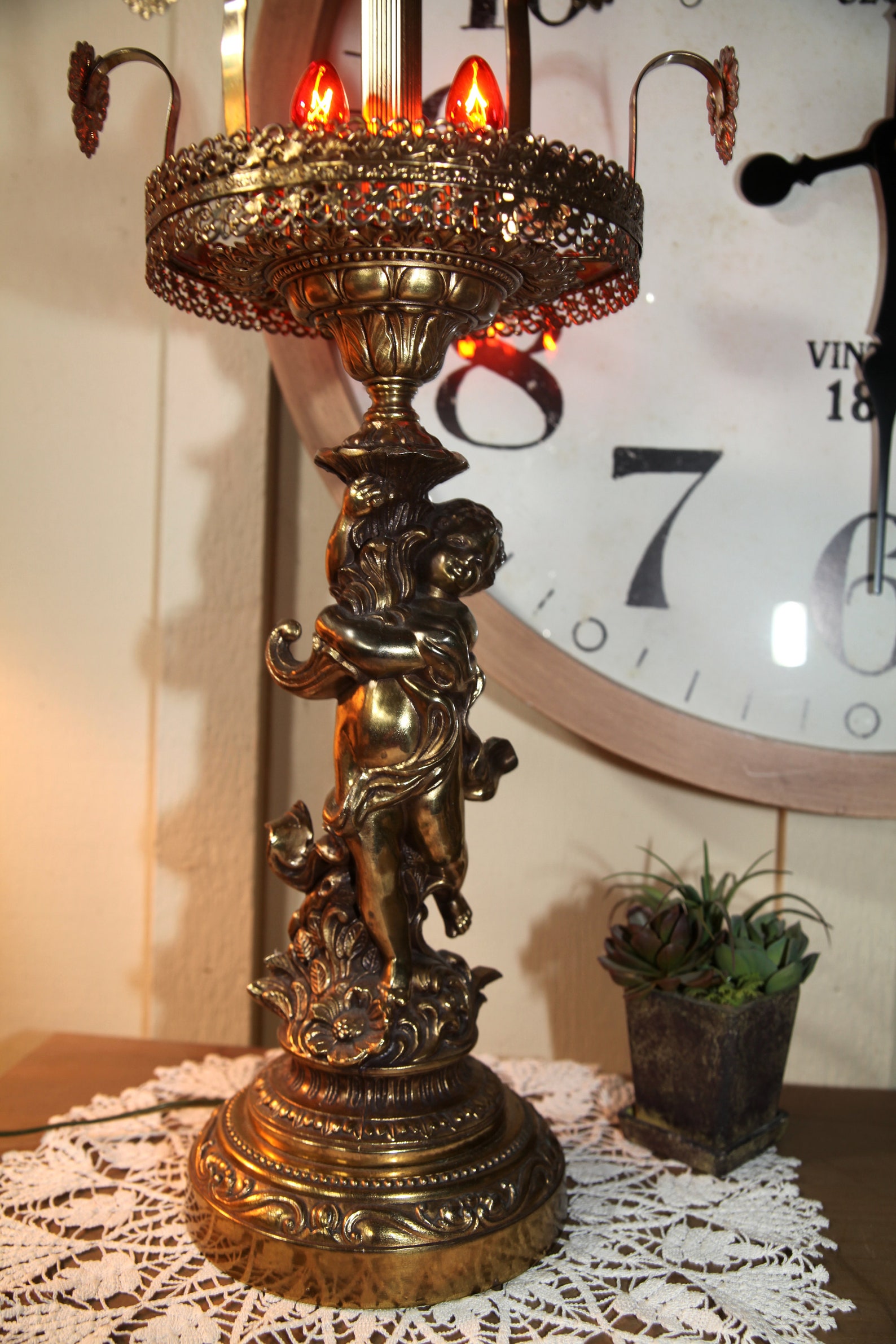 Vintage Brass Ornate Filigree Leafing Moroccan Table Lamp - Etsy