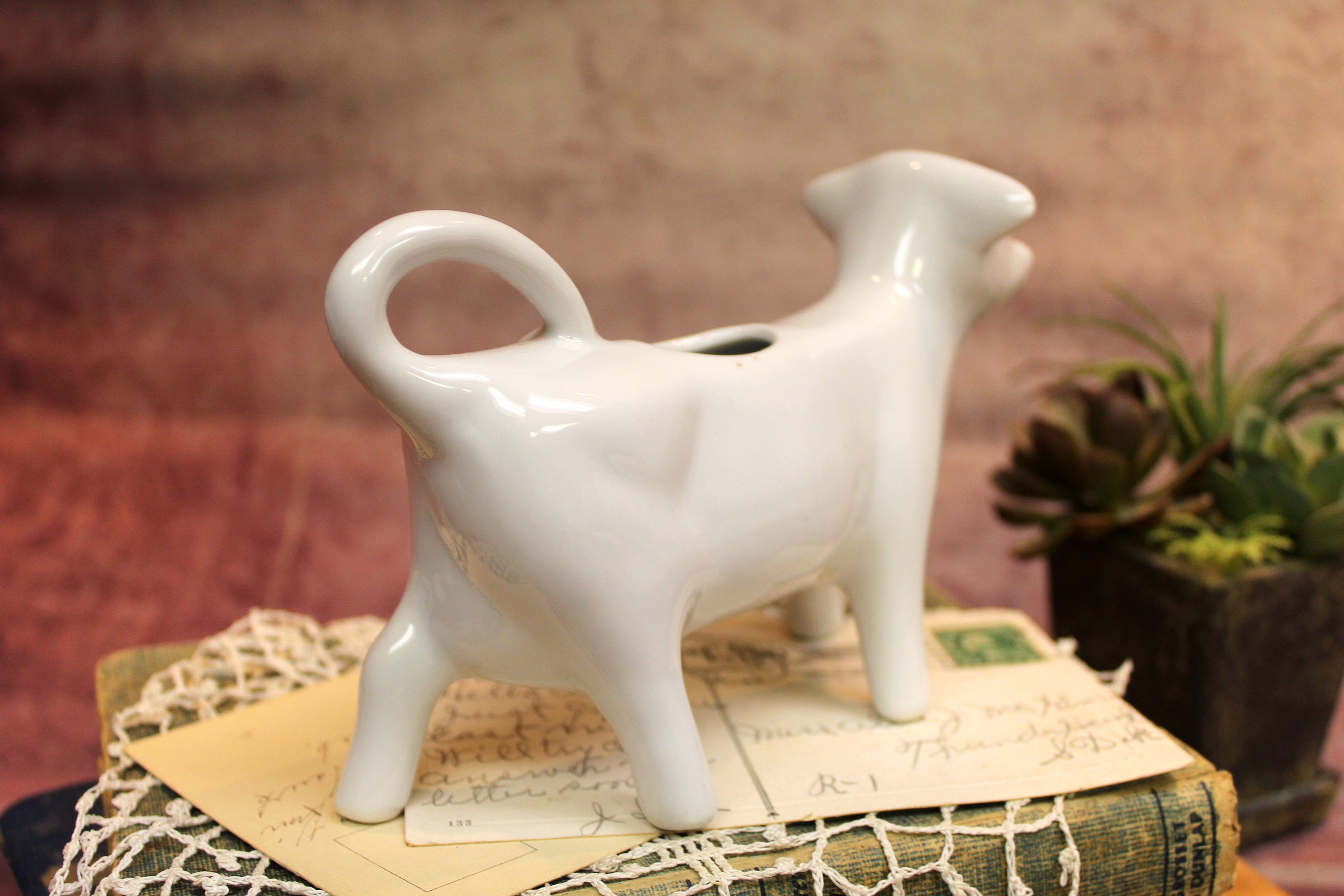 Vintage Ceramic All White Cow Creamer 7 1970's | Etsy