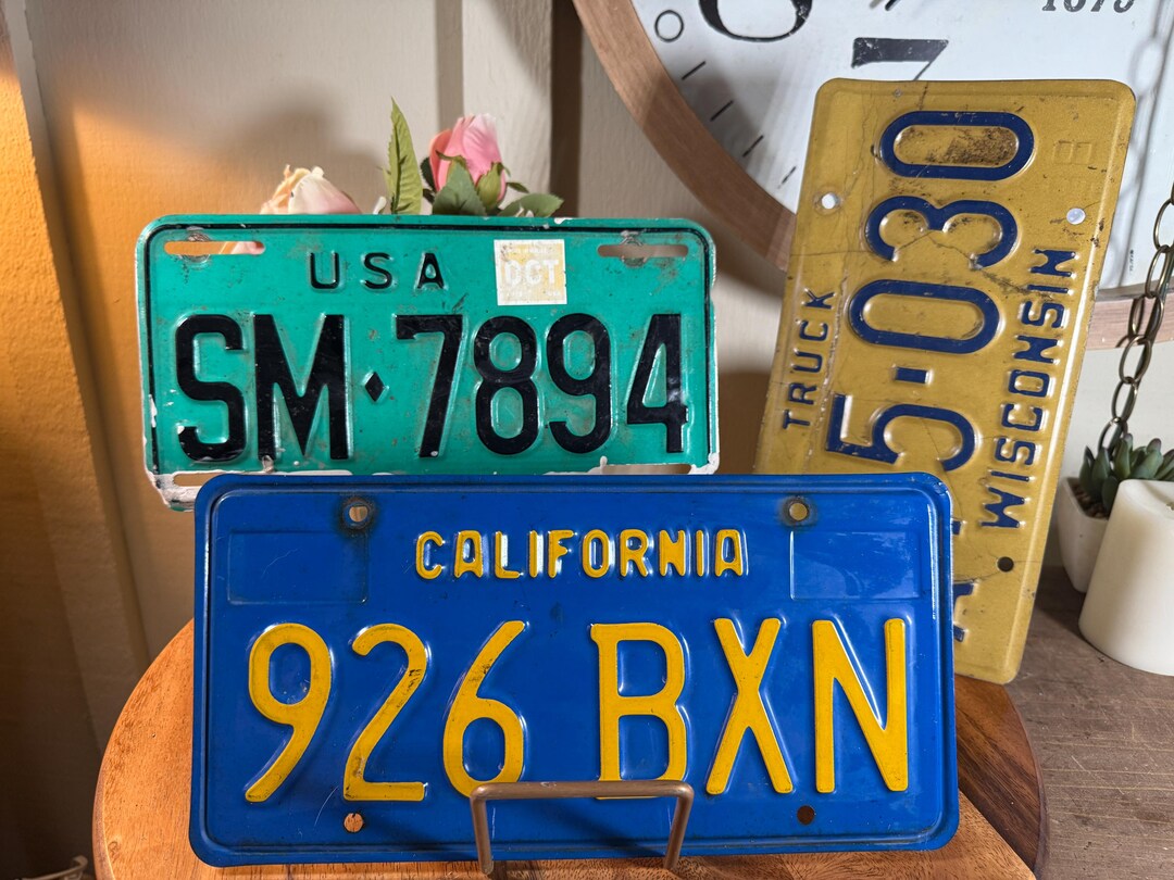 Set of 3, Vintage, US, License Plates, Wisconsin, California, USA ...