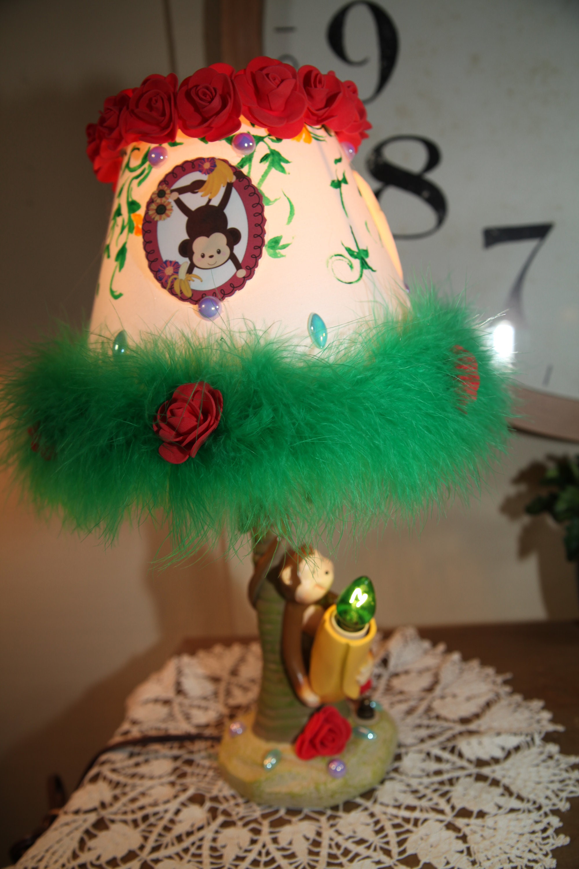 Vintage Decorated Monkey Table Lamp Holding Banana Night - Etsy