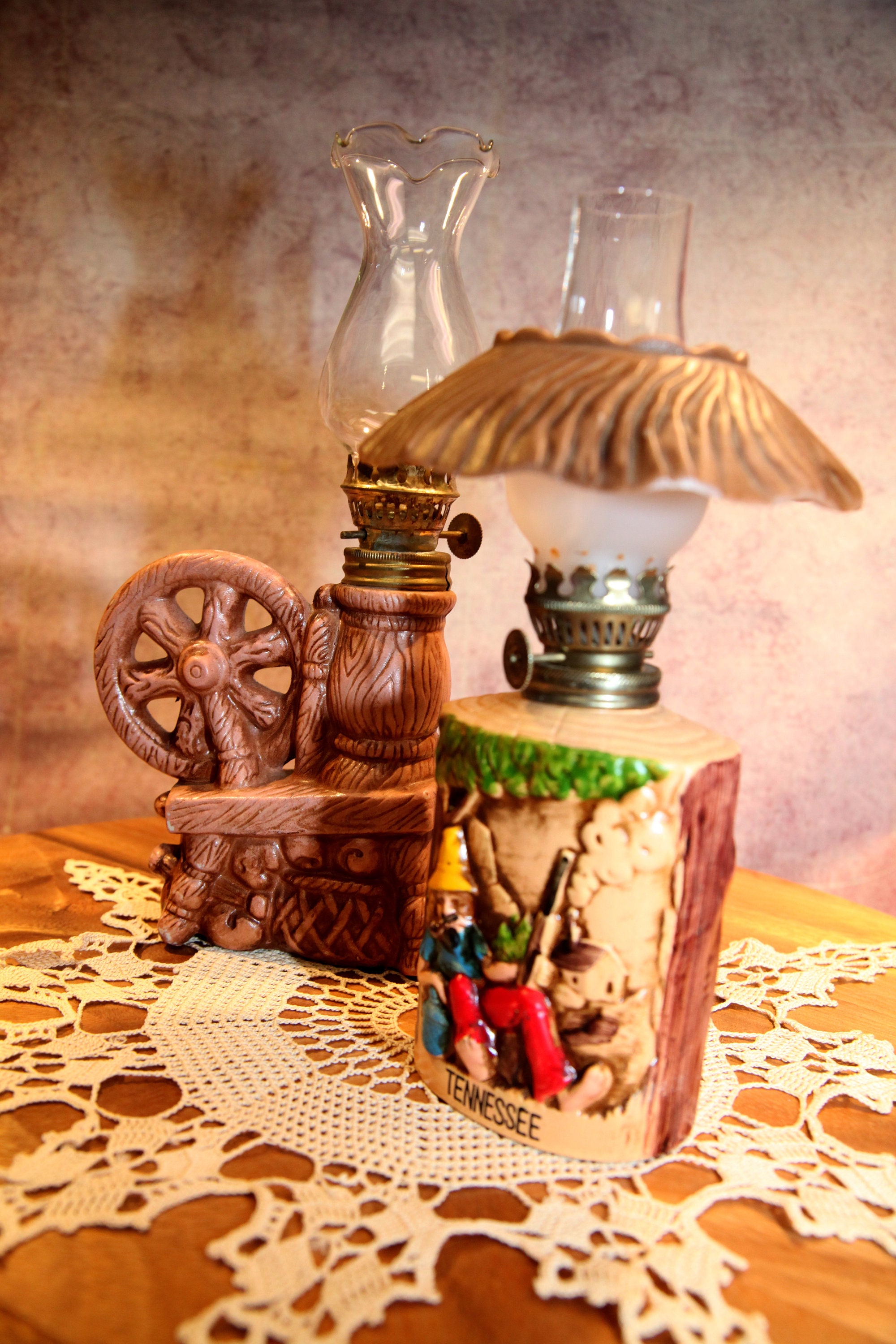 Vintage Pair Tennessee Miniature Sleeping Hunter Spinning - Etsy