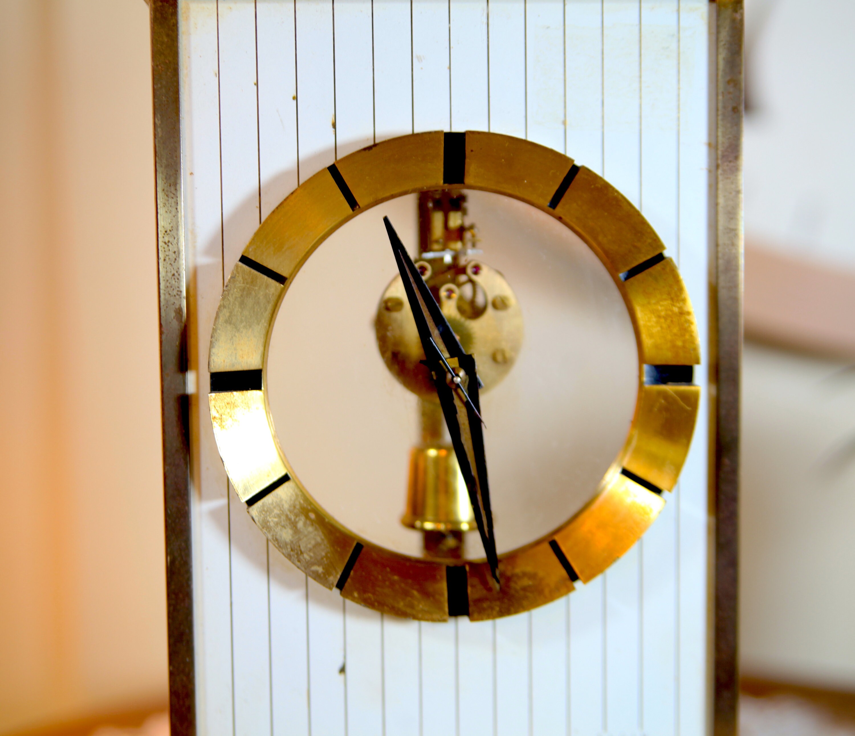 Vintage Elgin German Electro Magnetic Mantel Clock, 7.5 Inch, Brass ...